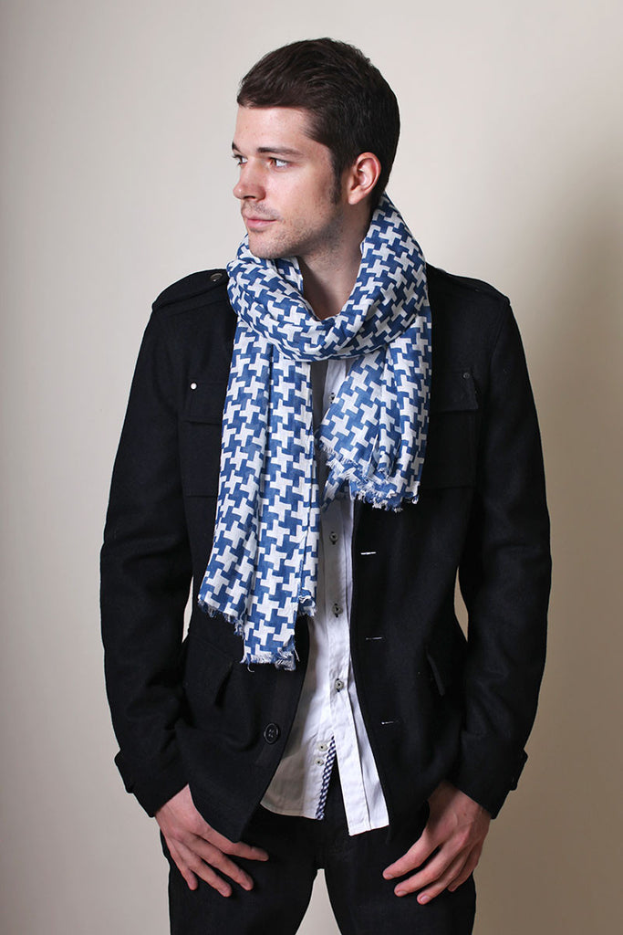 Classic White and Blue Houndstooth Print Scarf $ 18.95 $ 28.00