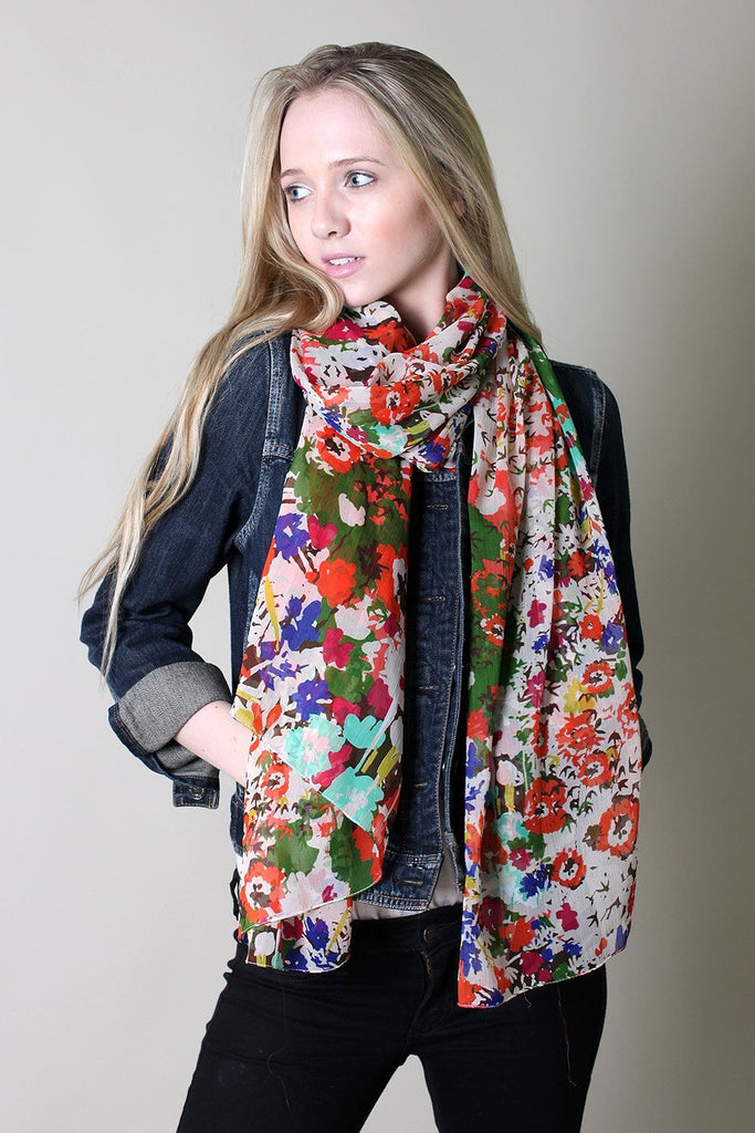 Emma Chiffon Floral Scarf